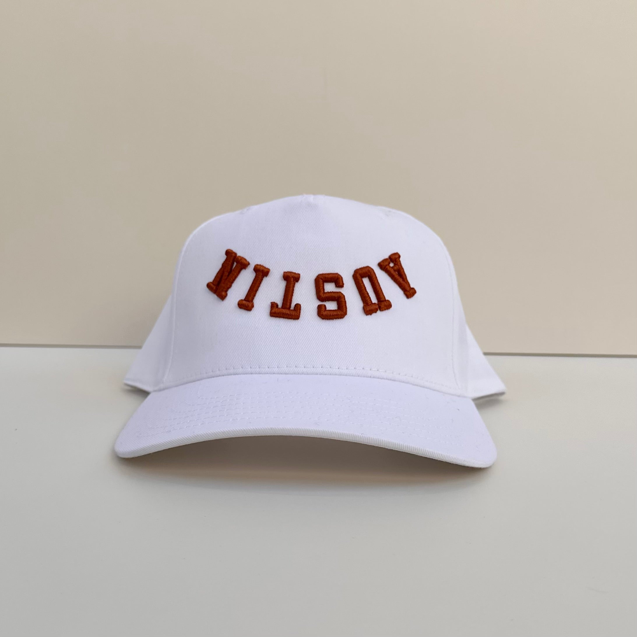 The Austin Hat - White/Burnt Orange – mjmt-apparel